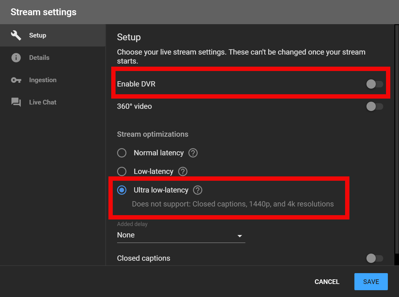 YouTube streaming setup | Sansar Runtime Resources